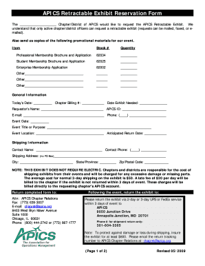 Fillable Online APICS Retractable Exhibit Reservation Form Fax Email ...
