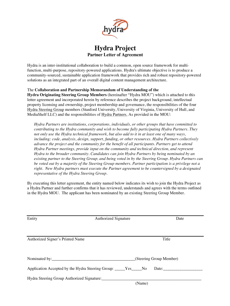 Fillable Online Partner Letter of Agreement Fax Email Print - pdfFiller