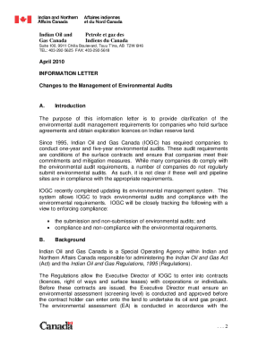 Fillable Online Changes to the Management of Environmental Audits ...