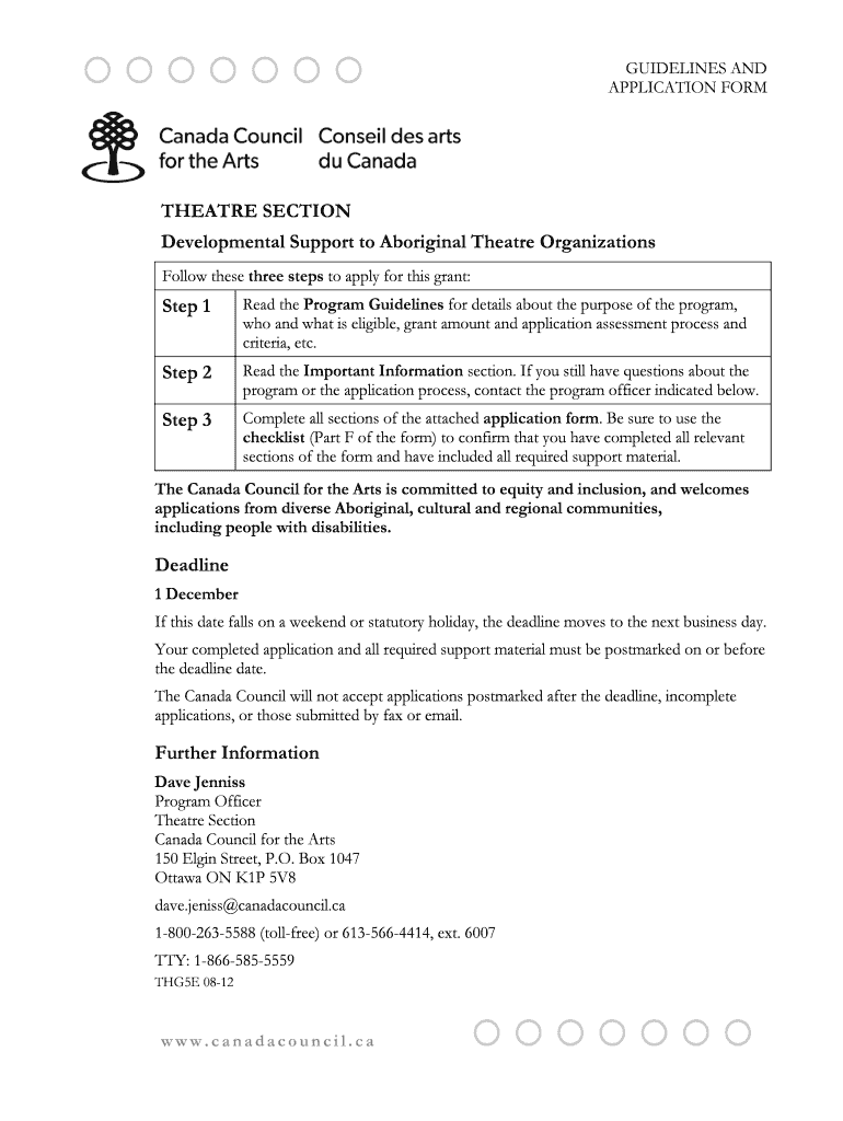 Fillable Online Developmental Support to Aboriginal Theatre Organizations Fax Email Print ...