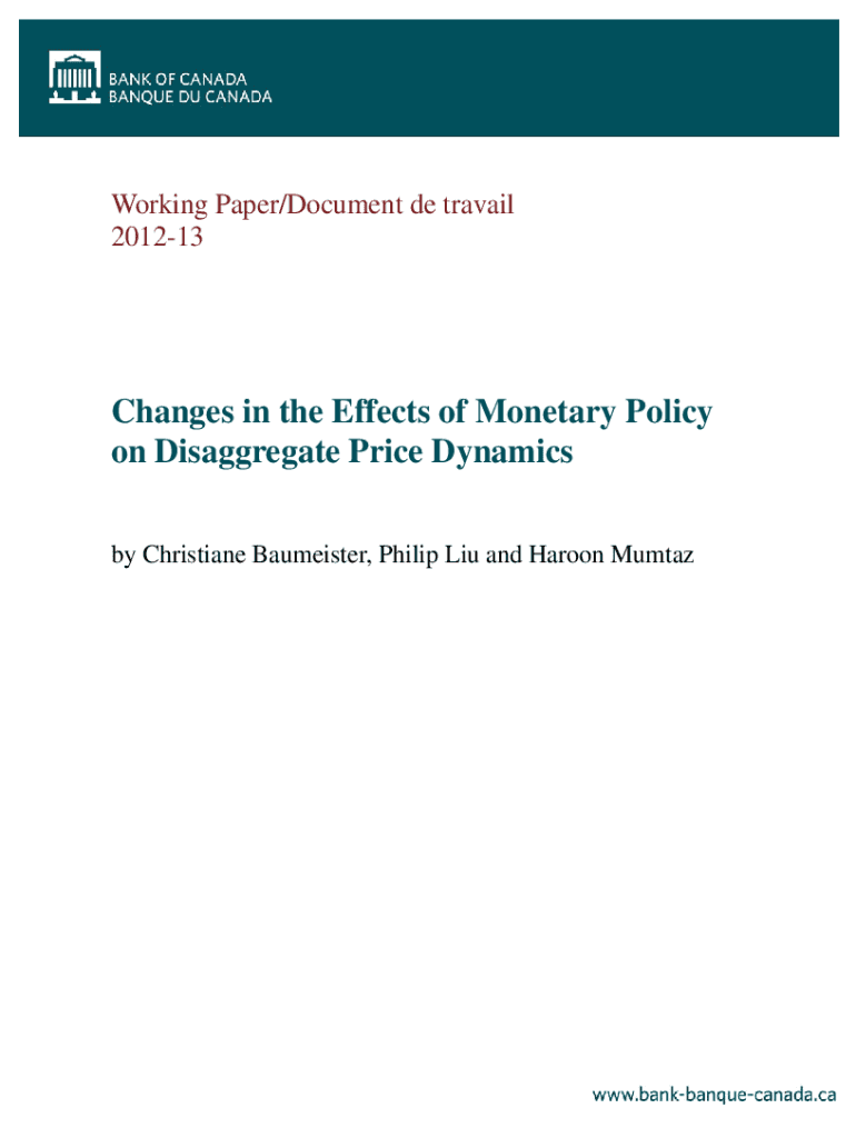 Changes in the Effects of Monetary Policy on - IDEAS RePEc: Fill out ...