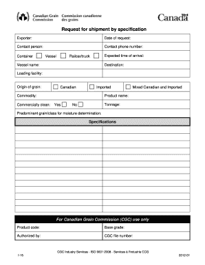 Fillable Online Request for Shipment by Specification Form Fax Email ...