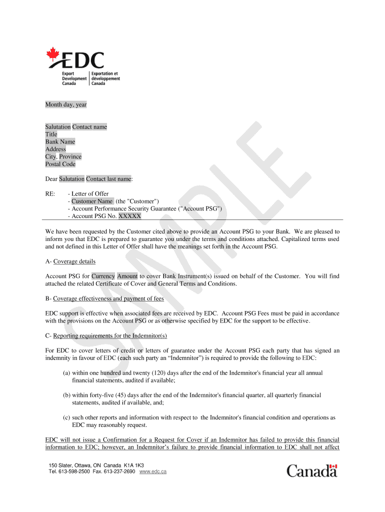 Fillable Online Account PSG Letter of Offer - EDC Fax Email Print - pdfFiller
