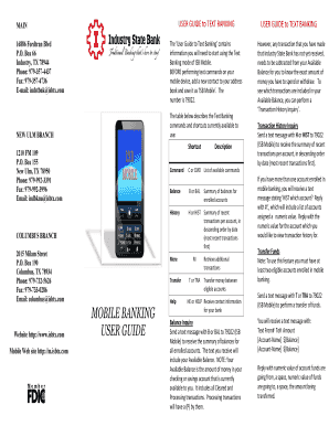 Fillable Online MOBILE BANKING USER GUIDE - Industry State Bank Fax ...