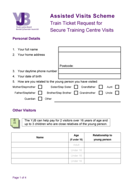 Fillable Online Assisted Visits Scheme - Train ticket request for ...