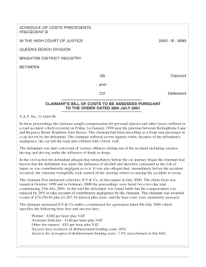 Bill Of Costs Form | pdfFiller