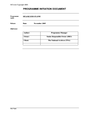 Fillable Online nationalarchives gov PROGRAMME INITIATION DOCUMENT Fax ...