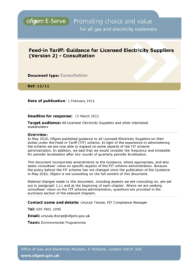 Fillable Online ofgem gov Feed-in Tariff: Guidance for Licensed ...