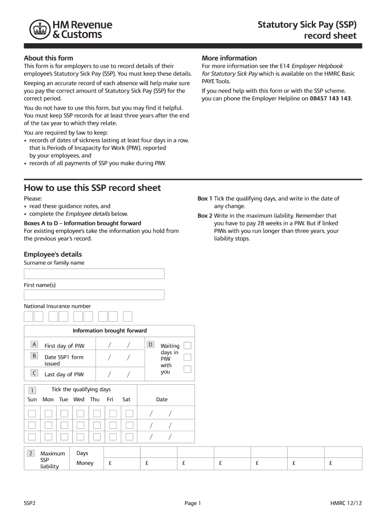 Self Certification Form Ssp Fill Online Printable Fillable Blank 