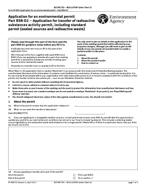 Fillable Online RESTRICTED REGULATORY (when filled in) Form EP-RSR ...