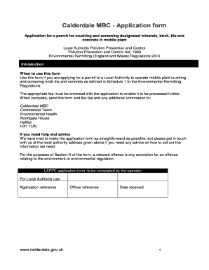 Fillable Online calderdale gov Mobile plant permit - Calderdale Council ...