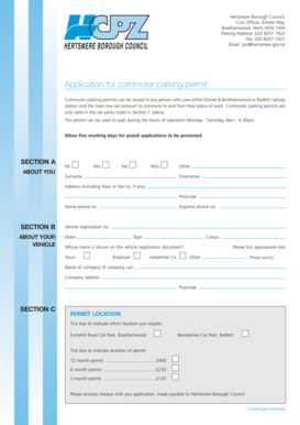 Fillable Online Commuter Permit Application Form - Hertsmere Borough Council Fax Email Print ...