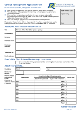 Fillable Online richmond gov Car Club Parking Permit Application Form ...
