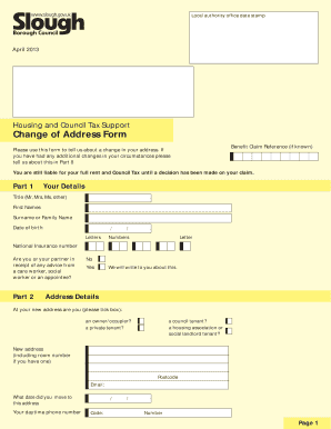 Fillable Online Change of Address Form - Slough Borough Council Fax Email Print - pdfFiller