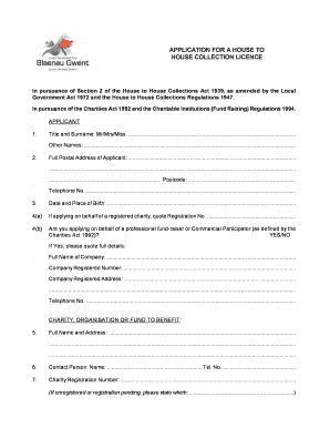 Fillable Online blaenau-gwent gov Application for a house to house collection licence - Blaenau ...