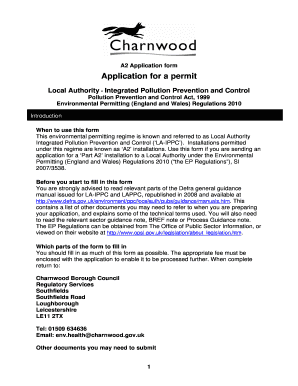 Fillable Online charnwood gov Epr 10 A2 Application Form - Charnwood Borough Council - charnwood ...