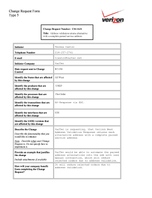 Fillable Online Change Request Number C04-1631 Title Address validation ...