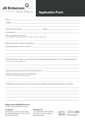 Fillable Online abc net Application Form Name Address Daytime phone ...