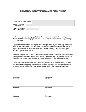 Fillable Online MM Property Inspection Waiver Michigan Mutual, Inc Fax ...