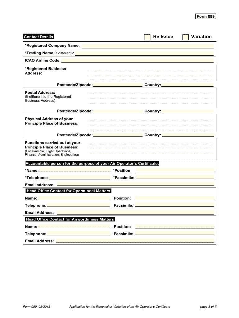 Fillable Online APPLICATION FOR A FOREIGN AIRCRAFT AIR OPERATOR’S ...