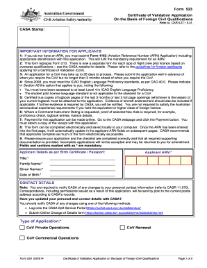 Form 523 - Civil Aviation Safety Authority - Casa Gov - Fill and Sign ...