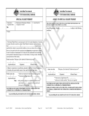 Fillable Online casa gov Form 721, Certificate, Special Flight Permit ...
