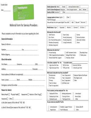 Fillable Online Referral Form for Service Providers - Headspace Fax ...