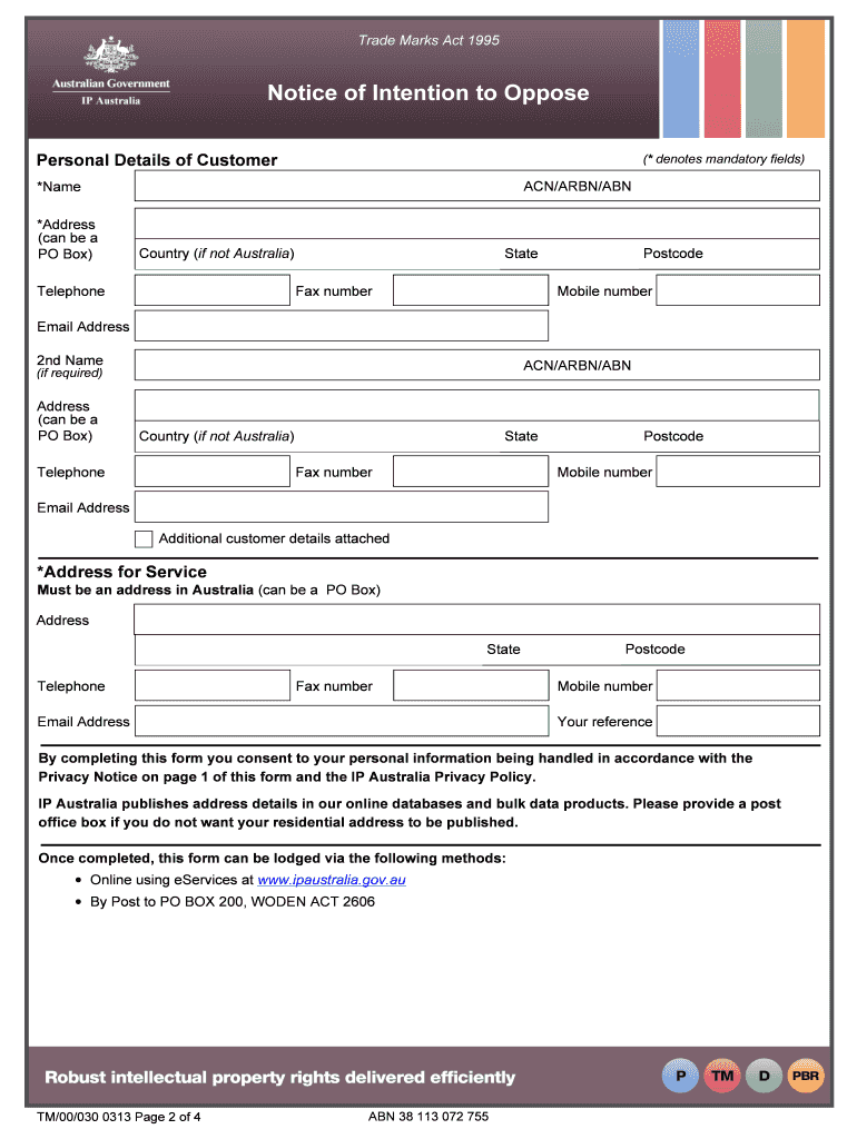 Fillable Online Notice of Intention to Oppose Fax Email Print - pdfFiller