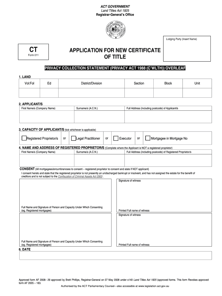 Fillable Online Land Titles Act 1925 Fax Email Print - pdfFiller