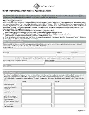 Relationship Declaration Register Application Form - Fill and Sign ...