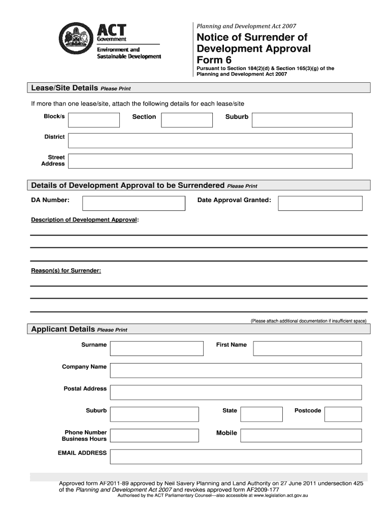 Fillable Online Planning and Development Act 2007 Fax Email Print - pdfFiller