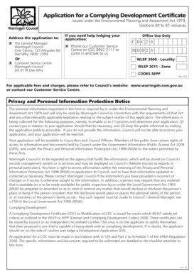 Fillable Online Application for a Complying Development Certificate ...