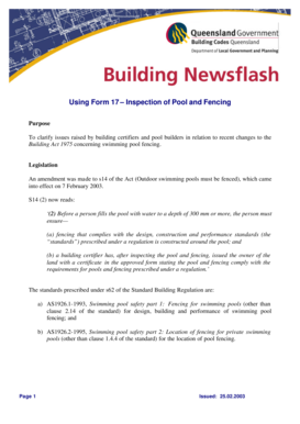 Fillable Online Using Form 17 Inspection of Pool and Fencing Fax Email ...