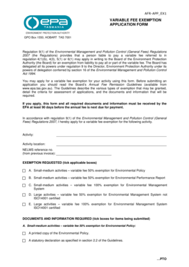 Fillable Online VARIABLE FEE EXEMPTION APPLICATION FORM Fax Email Print ...