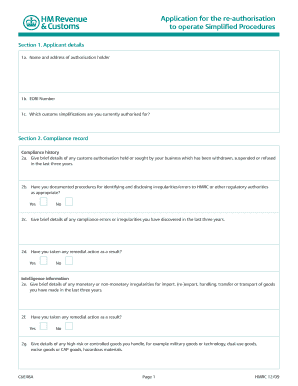 Fillable Online hmrc gov Application for the re-authorisation to ...