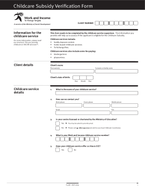 Childcare Subsidy Verification Form - Fill Online, Printable, Fillable ...