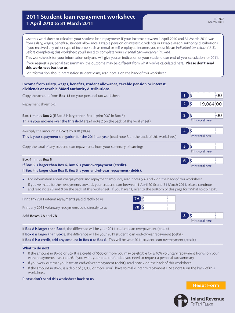2011 Student loan repayment worksheet: Fill out & sign online | DocHub