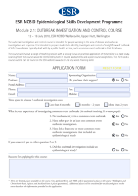 Fillable Online Outbreak investigatiOn and cOntrOl cOurse applicatiOn ...