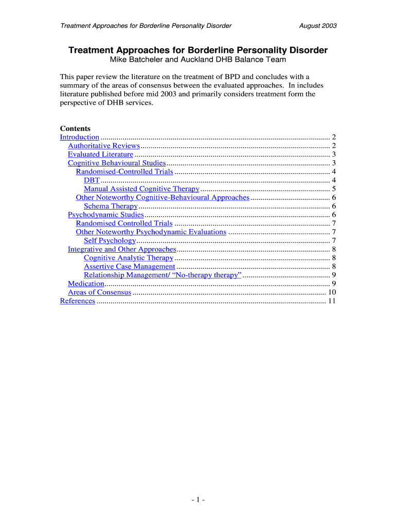 Treatment Approaches for Borderline Personality Disorder: Fill out & sign online | DocHub
