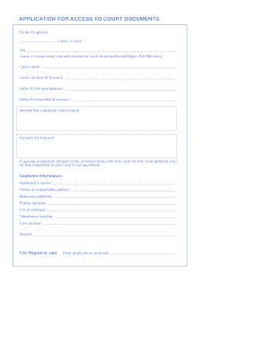 Fillable Online justice govt APPLICATION fOr ACCess TO COurT DOCumeNTs ...
