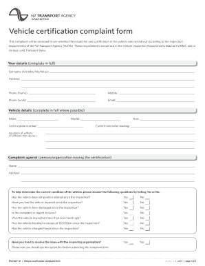 Fillable Online vehicleinspection nzta govt VCUEF 01 VIN approval form ...