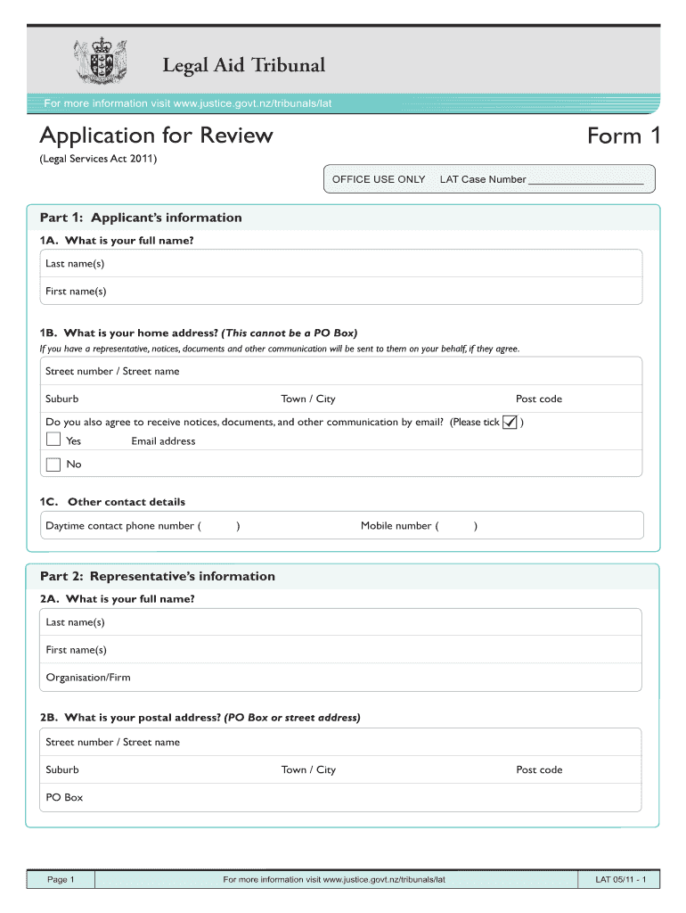 Fillable Online Legal Aid Tribunal Form 1 Fax Email Print - pdfFiller