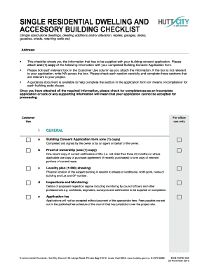 Fillable Online Checklist for Building Consent - Hutt City Council Fax ...