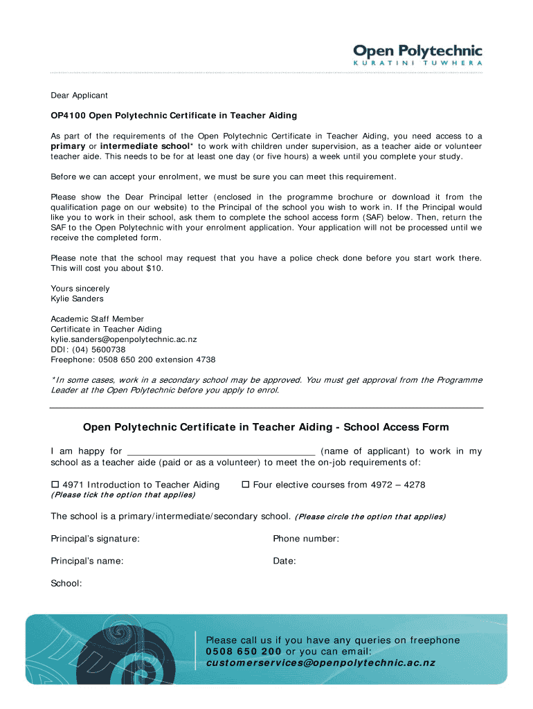 Fillable Online School Access Form for Teacher Aiding Fax Email Print ...