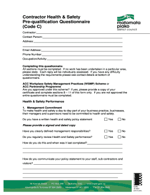 Fillable Online Contractor Health & Safety Pre-qualification ...