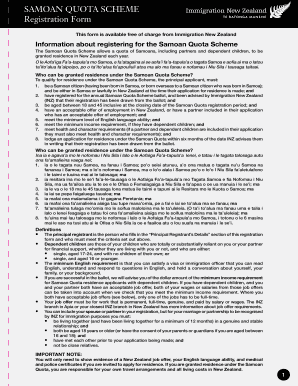 Fillable Online immigration govt Samoan Quota Scheme Registration Form ...