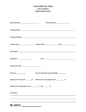 Fillable Online auburnalabama PLAN SUBMITTAL FORM Pool - auburnalabama Fax Email Print - pdfFiller