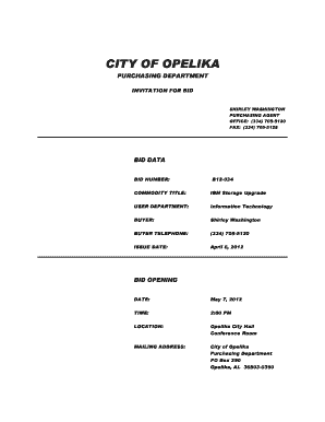 Fillable Online opelika IBM Storage Upgrade - City of Opelika - opelika ...