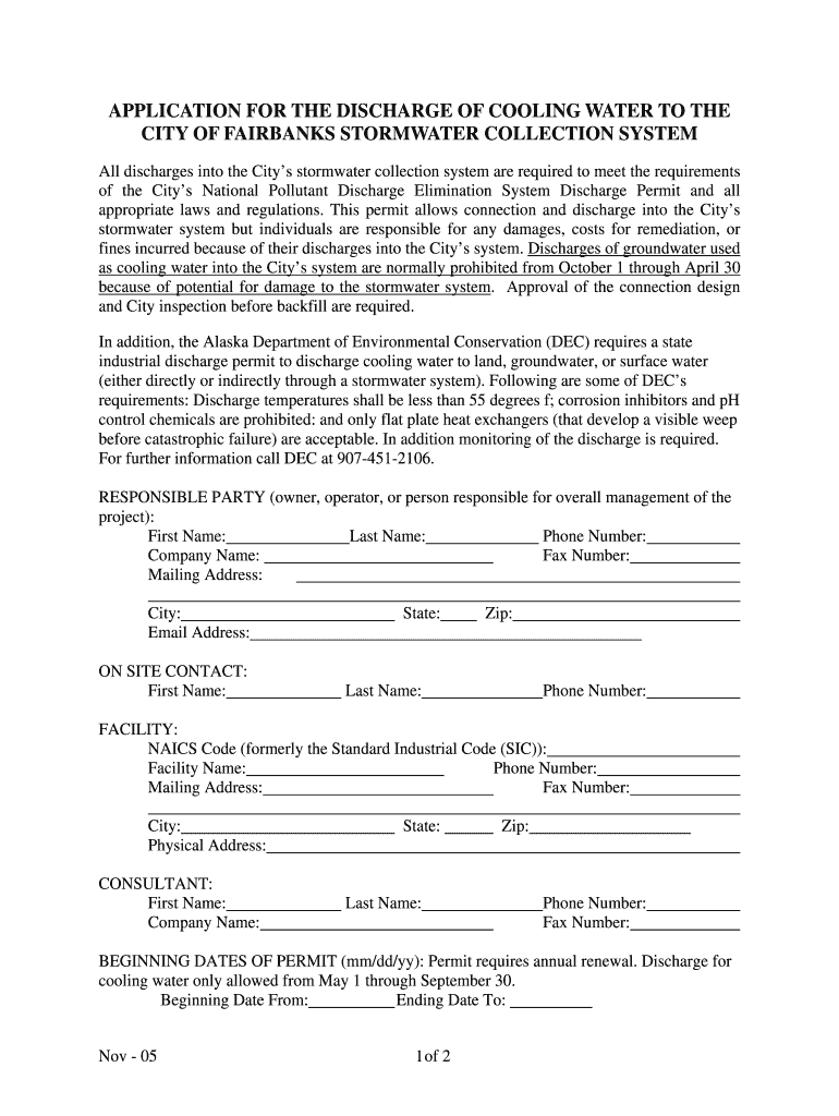 Fillable Online Stormwater Collection System Connection Permit ...