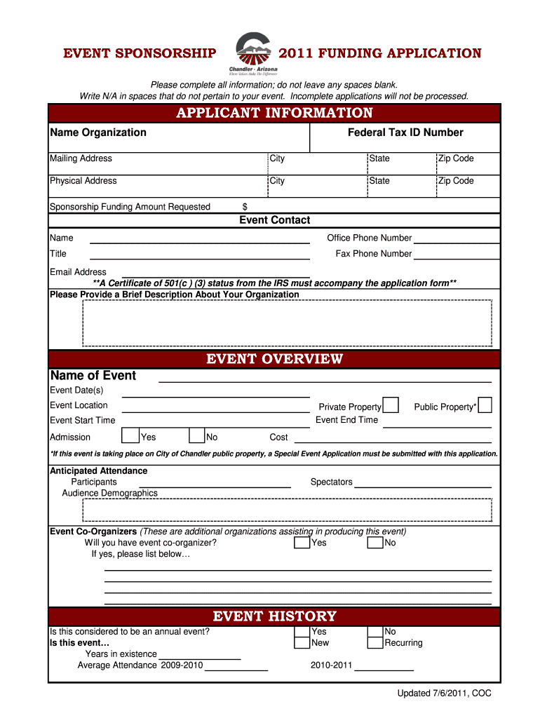 Fillable Online 2011 FUNDING APPLICATION Fax Email Print - pdfFiller